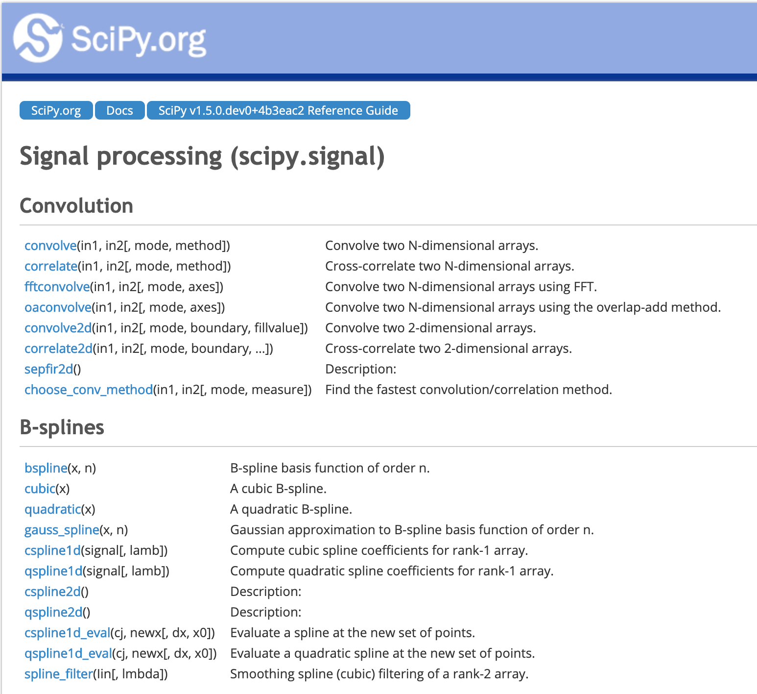 DOC: signal: Wrong description for sepfir2d, cspline2d, qspline2d ...