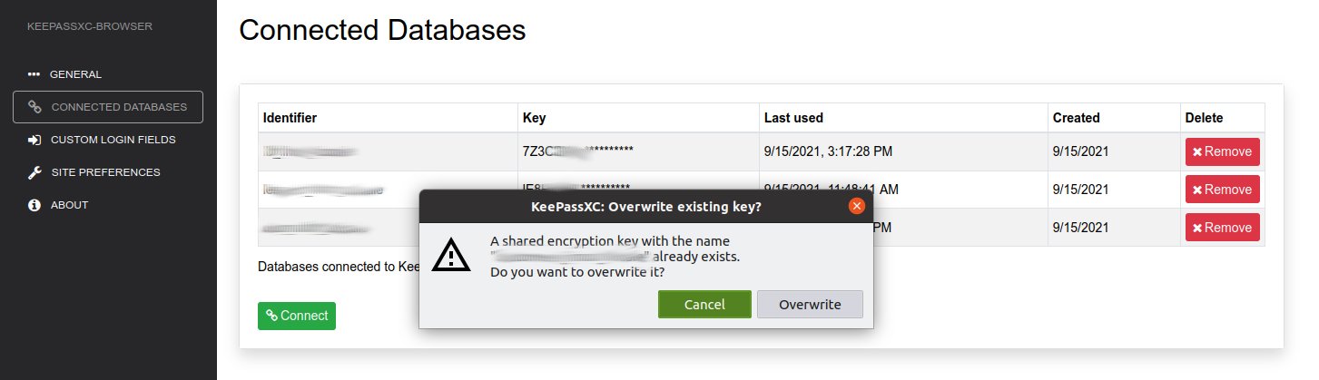 Forgotten Connected Database · Issue #1405 · keepassxreboot/keepassxc-browser · GitHub
