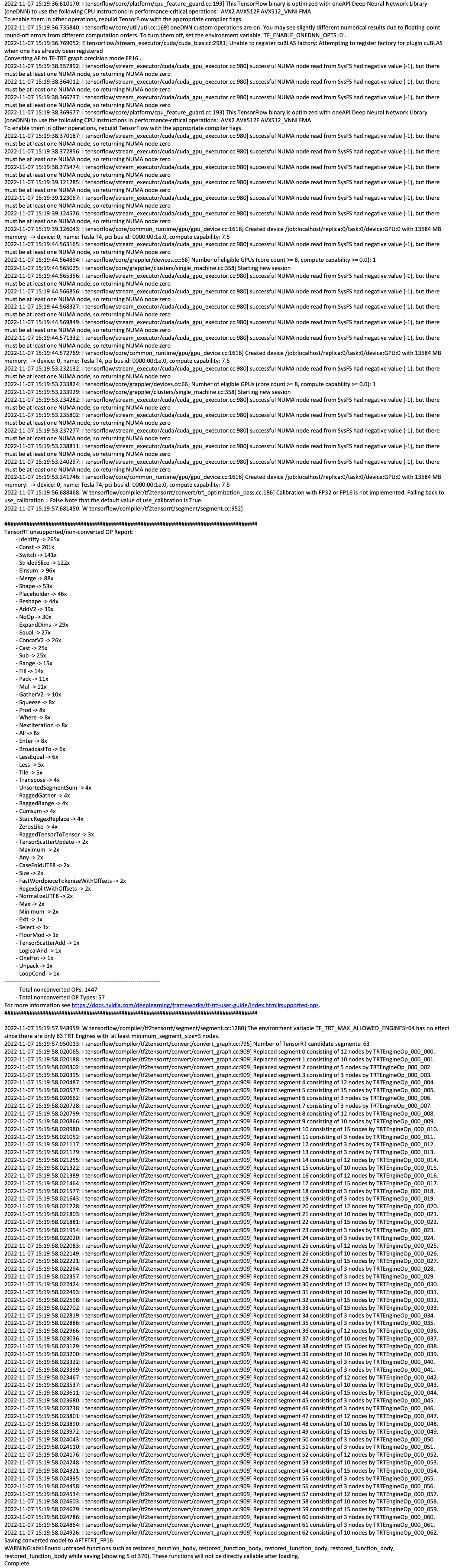 No speed improvements after TF-TRT optimizing on a tensorflow BERT ... No speed improvements after TF-TRT optimizing on a tensorflow BERT ...