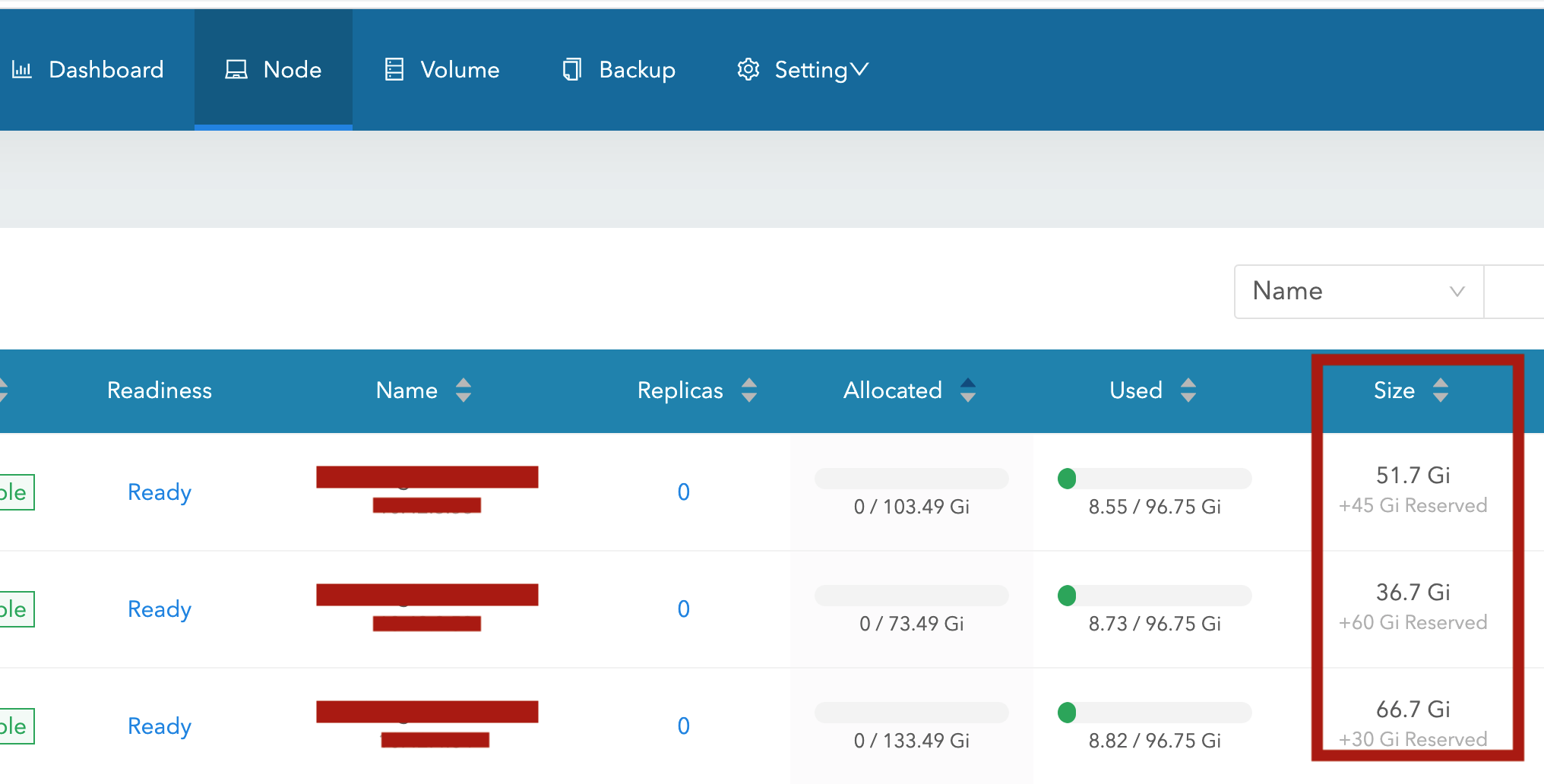 [BUG] Sort functionality for size on longhorn UI for nodes is not working · Issue #2247 ...
