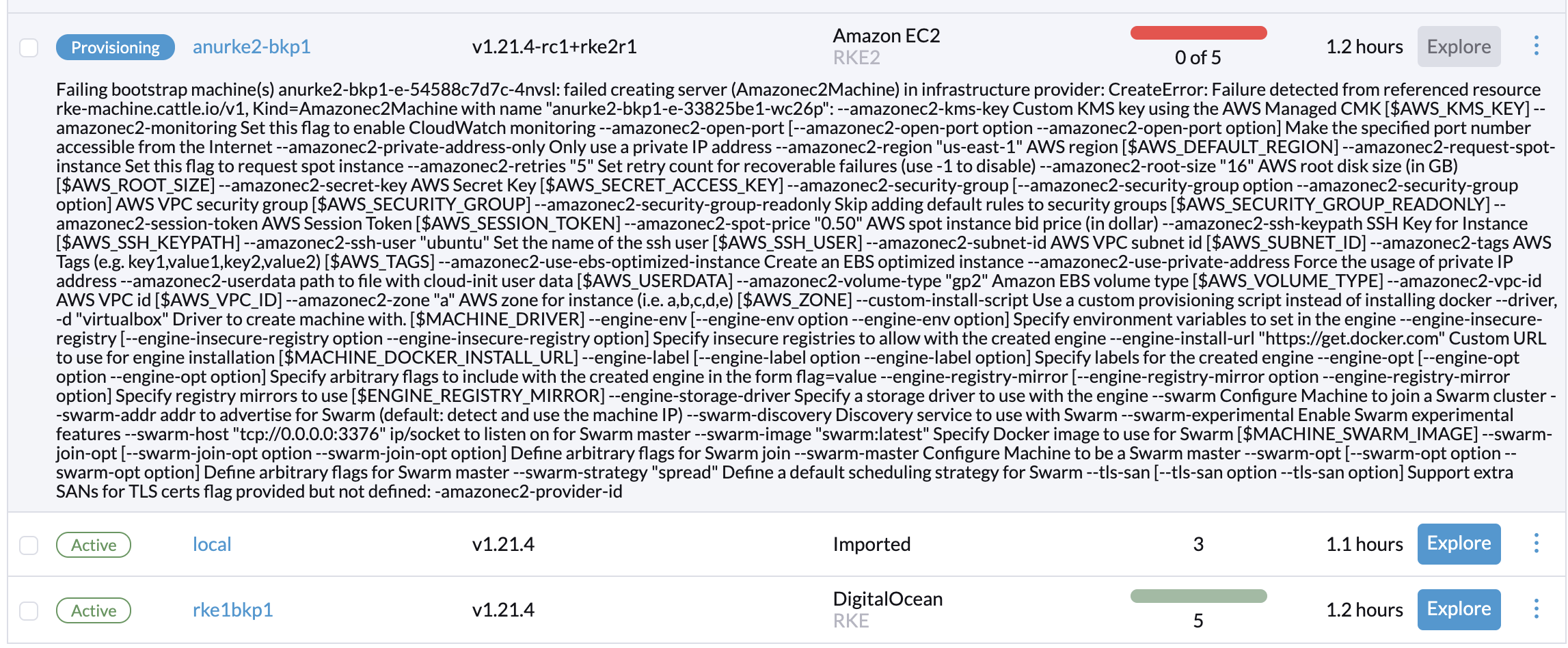 rke2 downstream clusters fail to come active when we perform restore with migration to a new ...