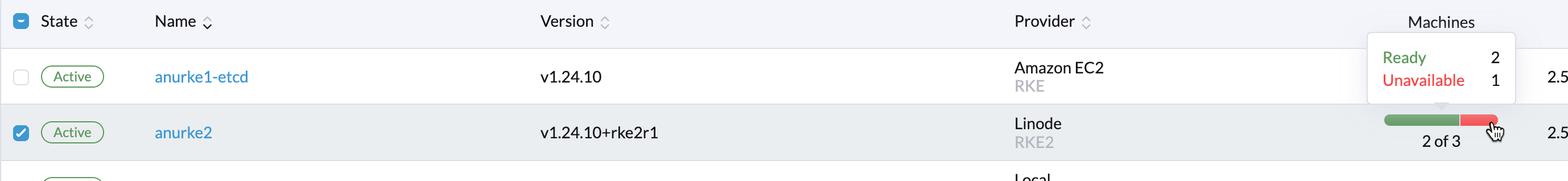 Cluster stays in updating state until the UI is refreshed when we perform actions on the rke2 ...