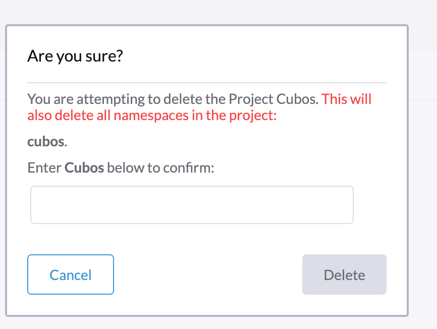 Deleting Projects As A Cluster Member Deletes All The Namespaces Without An Option To Unselect 