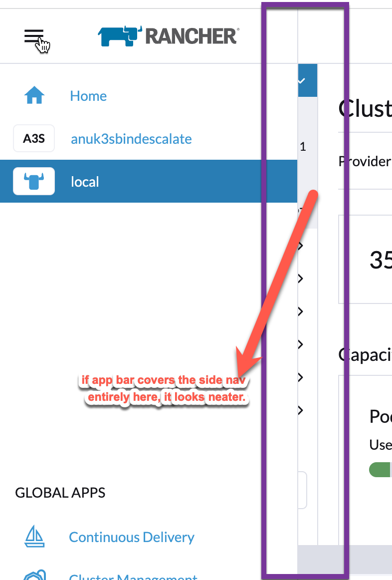 App bar should overlap the side navigation for a neater appearance · Issue #9882 · rancher ...