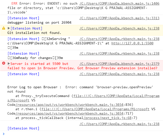 "Open with Live Server [Alt+L O]" option is not opening page in browser ...
