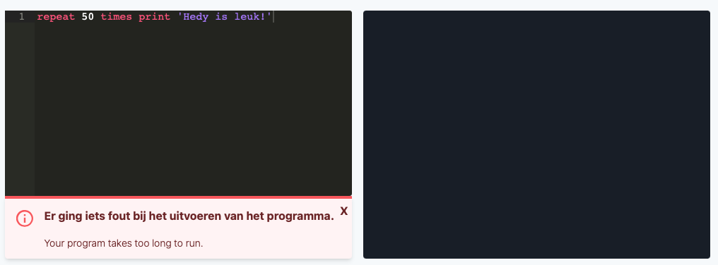 No or incorrect output [BUG] · Issue #1724 · hedyorg/hedy · GitHub