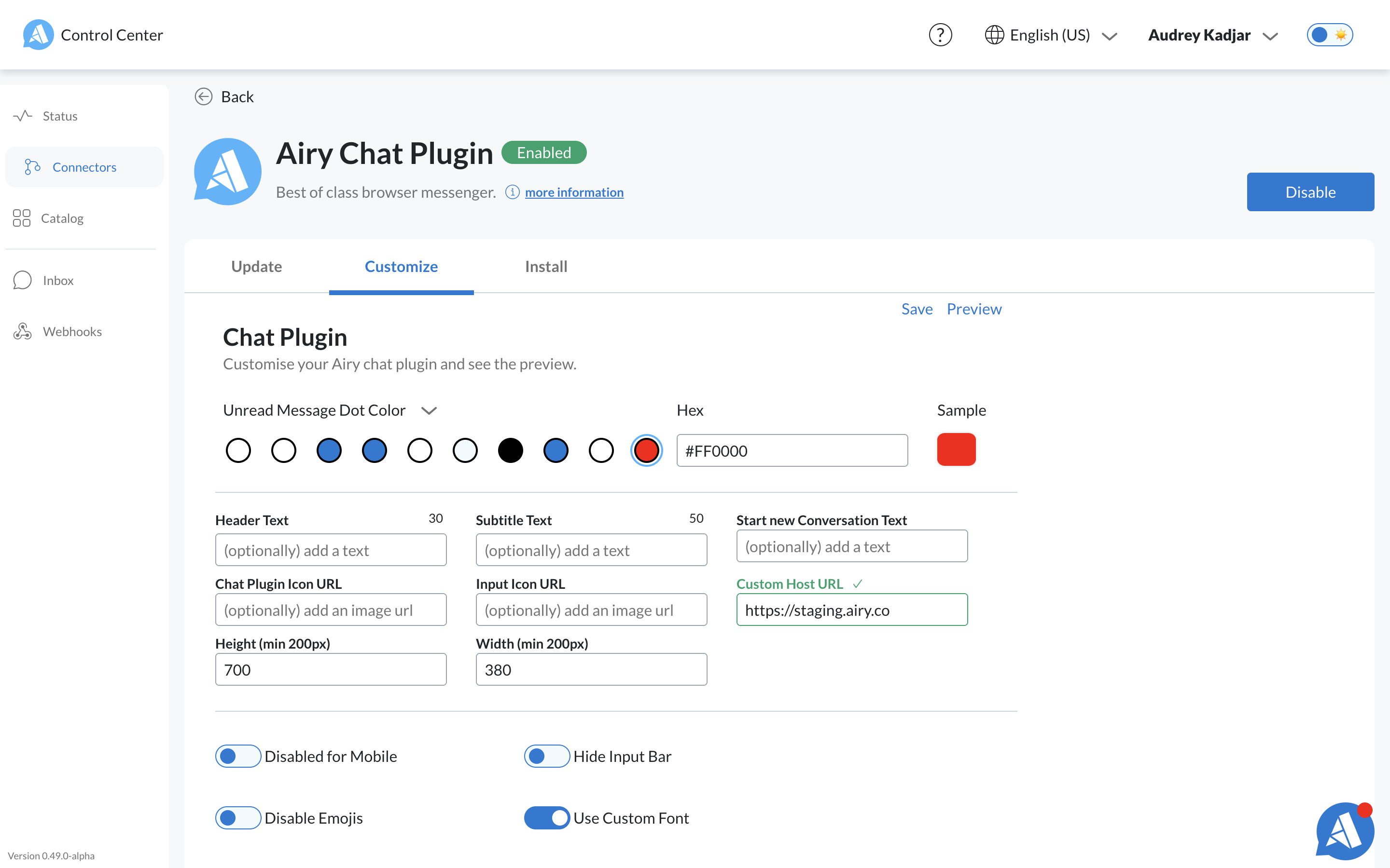 Chat Plugin Connector: click on enable/disable button opens chat demo · Issue #3661 · airyhq ...