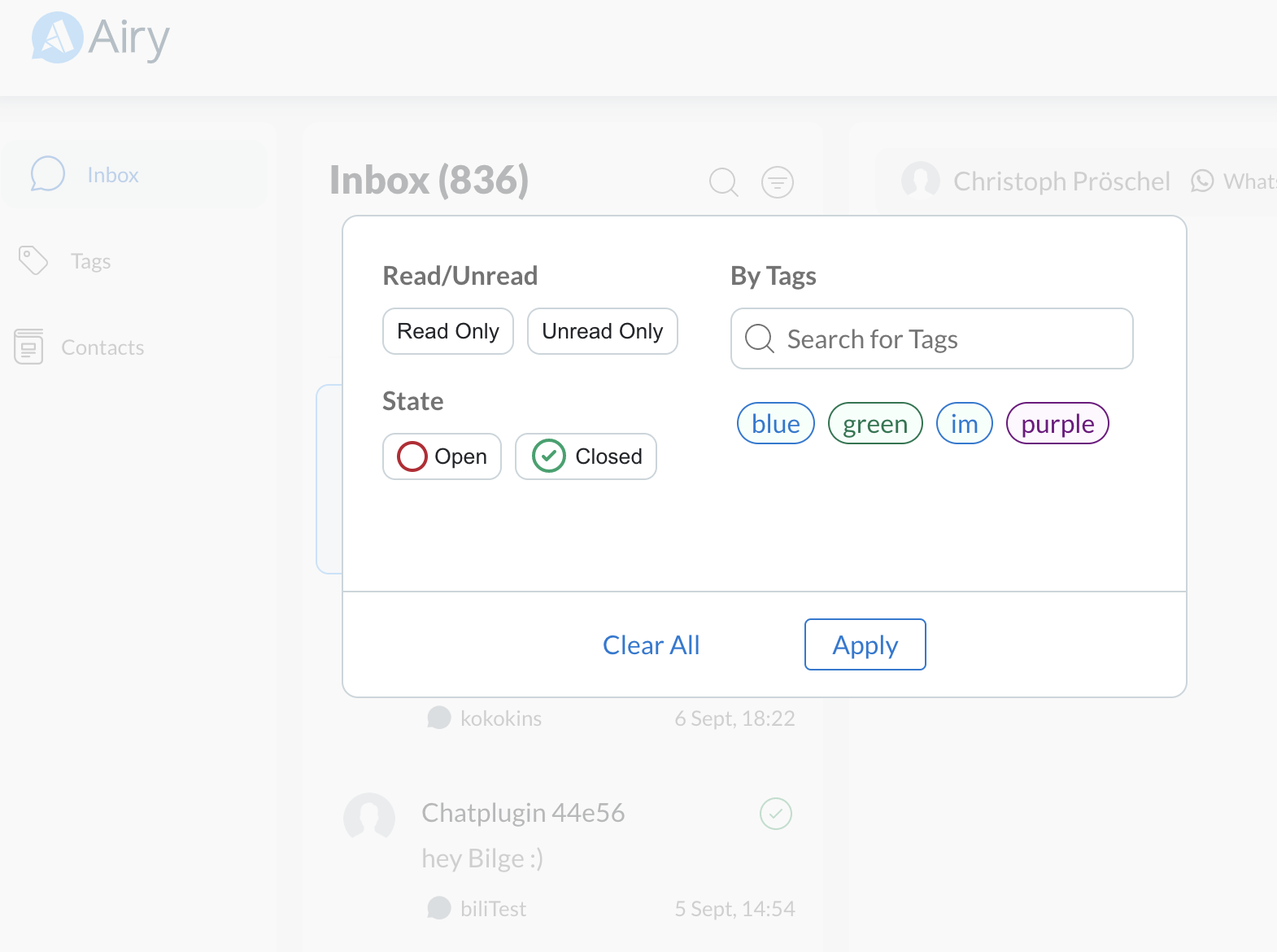 Channels filter not appearing on the Inbox UI · Issue #3758 · airyhq/airy · GitHub