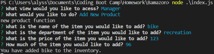 GitHub - alycapps/Bamazon