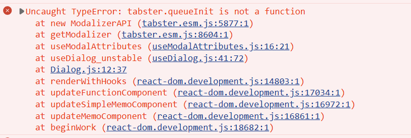 getModalizer backward incompatibility issue · Issue #290 · microsoft/tabster · GitHub