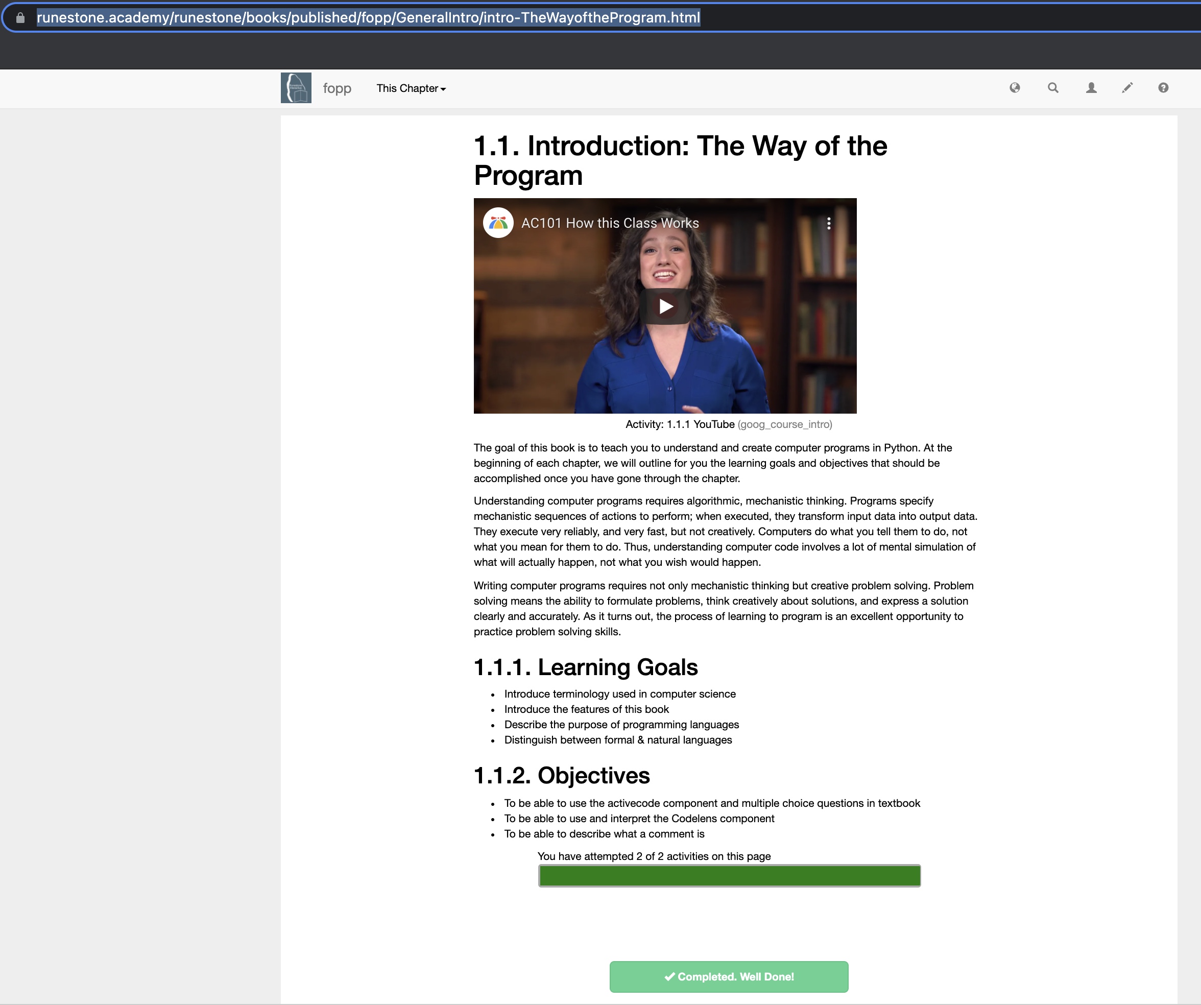 Pages Show That I Completed Activities, Even Though No Activities ...