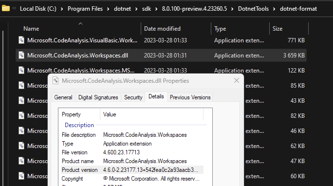 `dotnet format` does not work in .NET 8 preview 4 projects · Issue #1863 · dotnet/format · GitHub