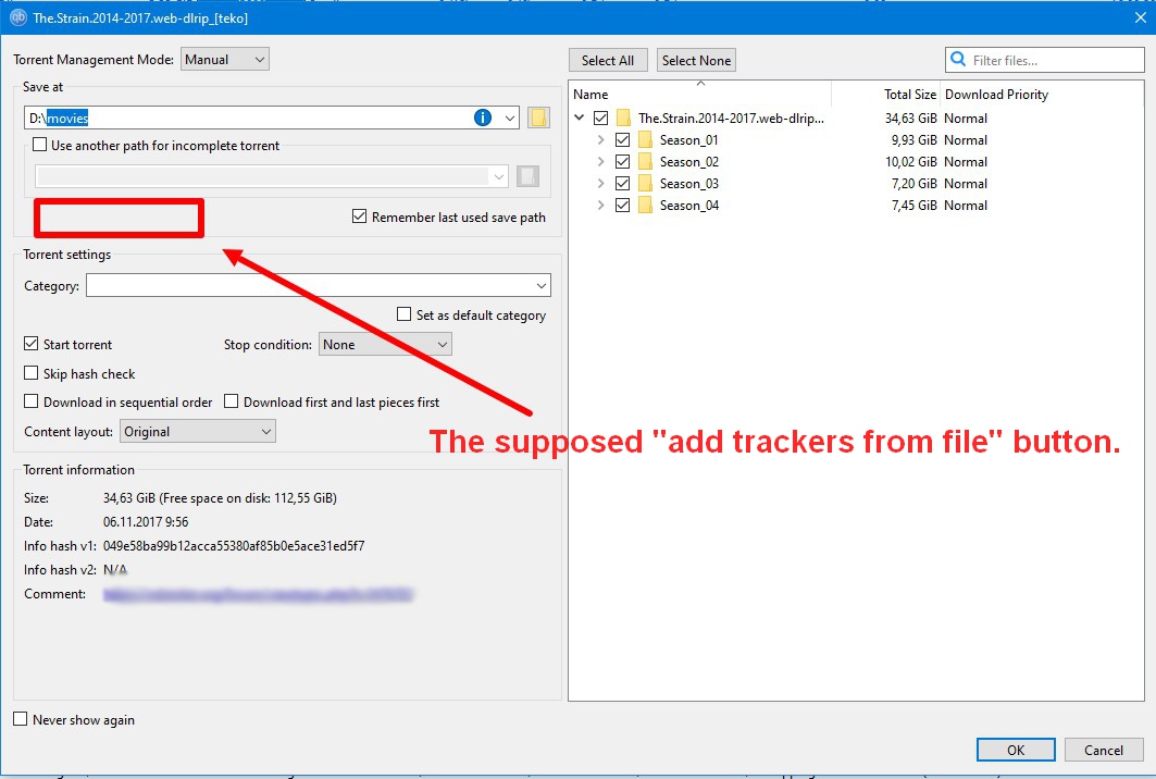 Adding trackers when adding a torrent · Issue #19516 · qbittorrent ...
