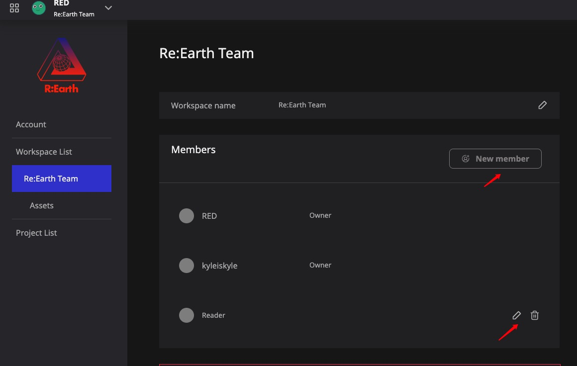 New Members button disappear again · Issue #205 · reearth/reearth-visualizer · GitHub