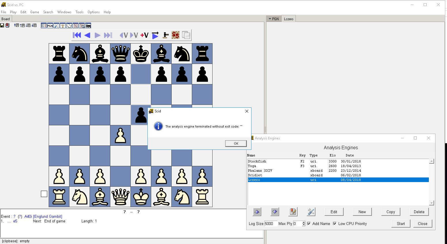 The Analysis engine terminated without exit code · Issue #1166 · leela-zero/leela-zero · GitHub
