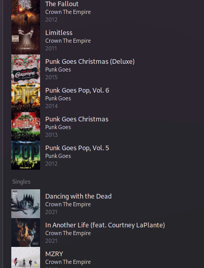 Artist Page: Move list of singles to immediately after list of albums · Issue #265 · jpochyla ...