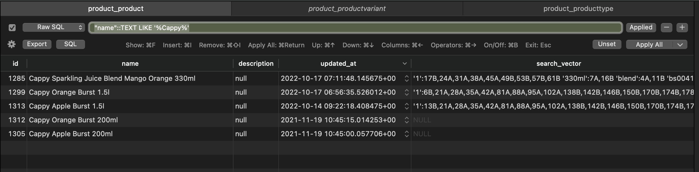 Bug Product Search Gqldashboard Does Not Work Until A Product Is