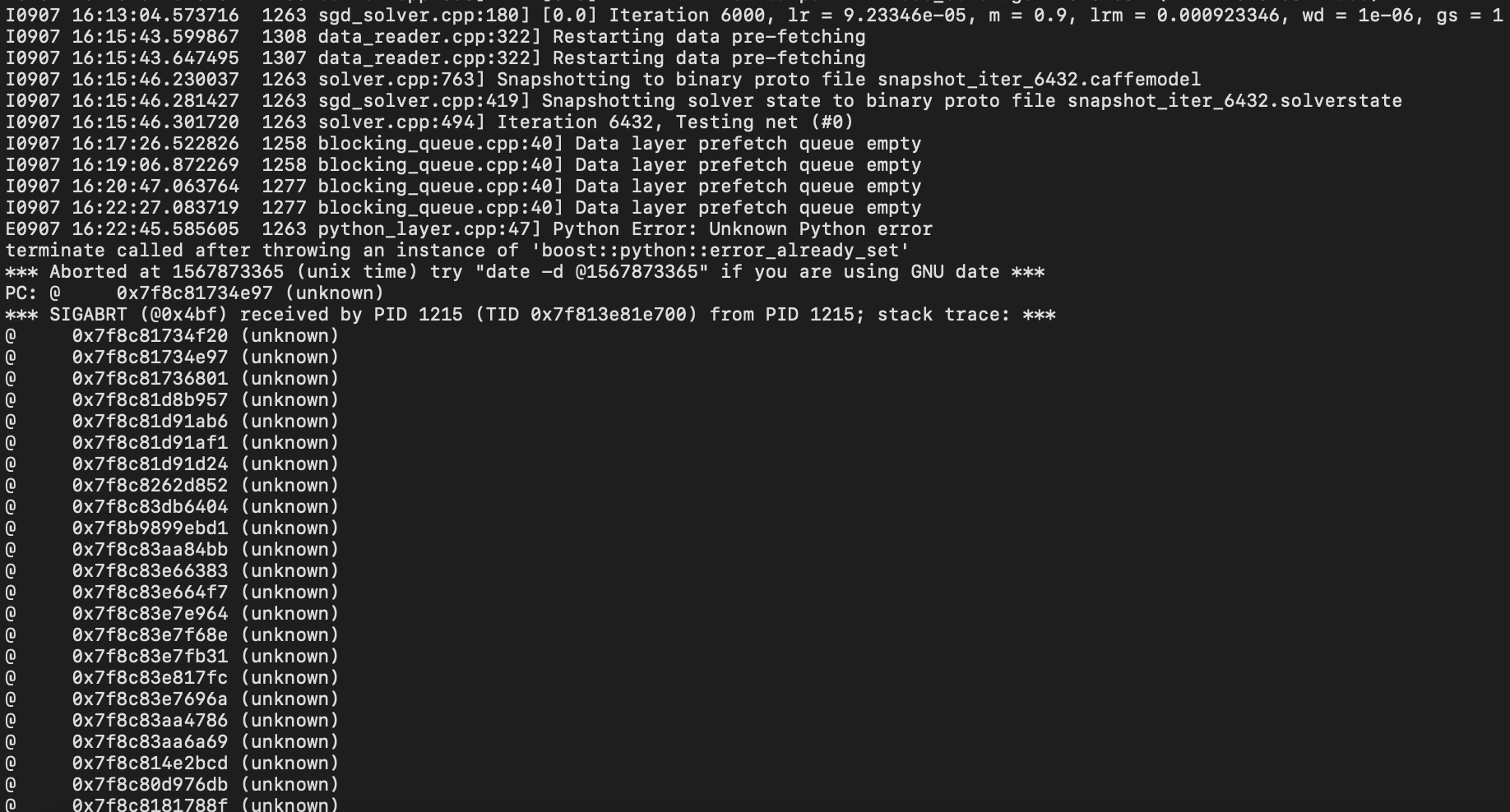 Getting Unknown Python error, after training almost 1 epoch done · Issue #2187 · NVIDIA/DIGITS ...