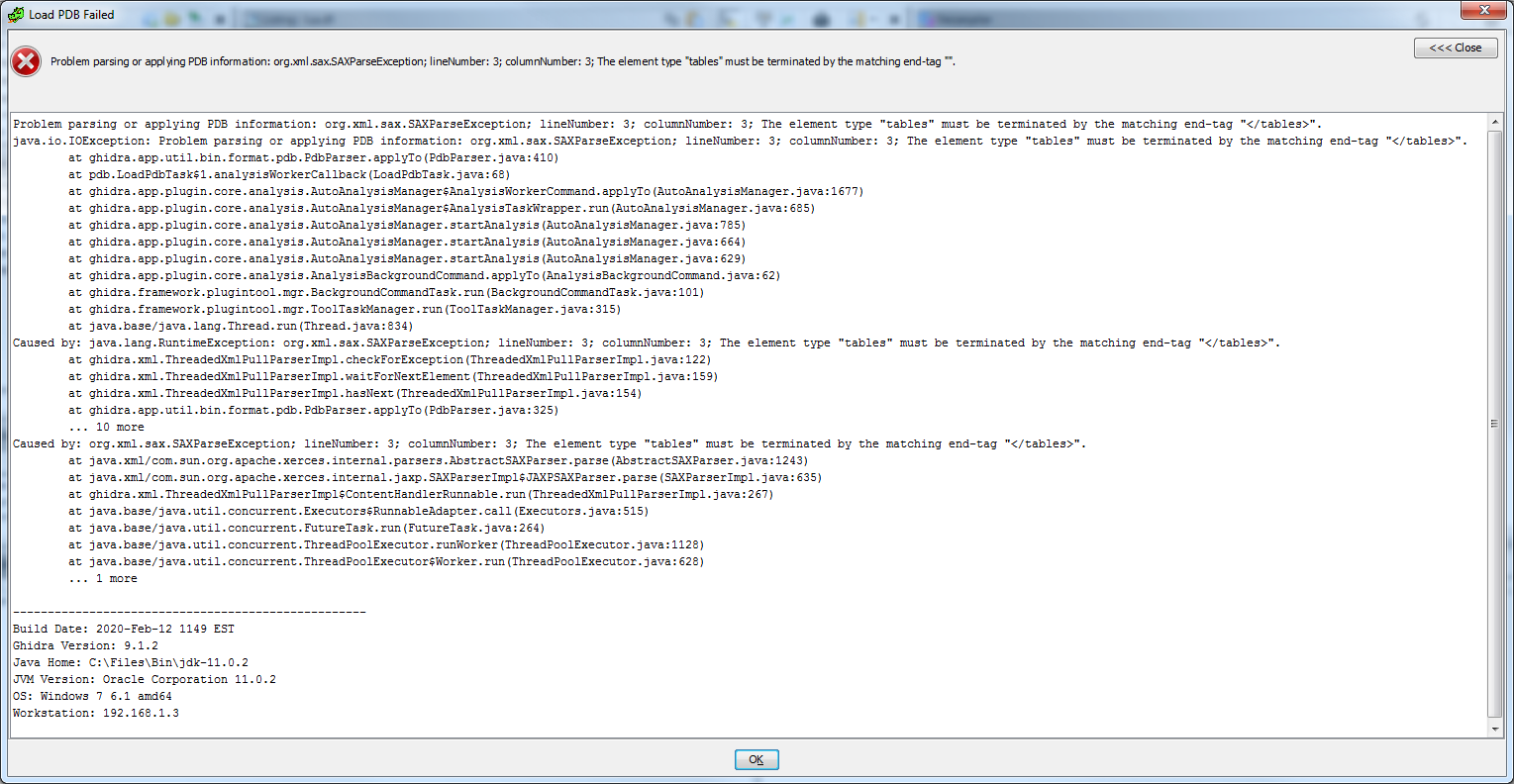 Problem parsing or applying PDB information · Issue #2395 · NationalSecurityAgency/ghidra · GitHub