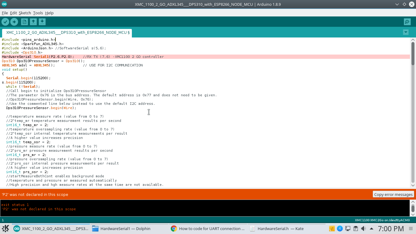 How to code for UART connection between XMC1100 Boot kit to ESP32 ...