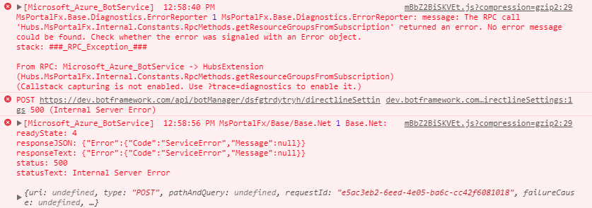 "ajaxExtended call failed" error during Azure Bot creation · Issue #4444 · microsoft ...