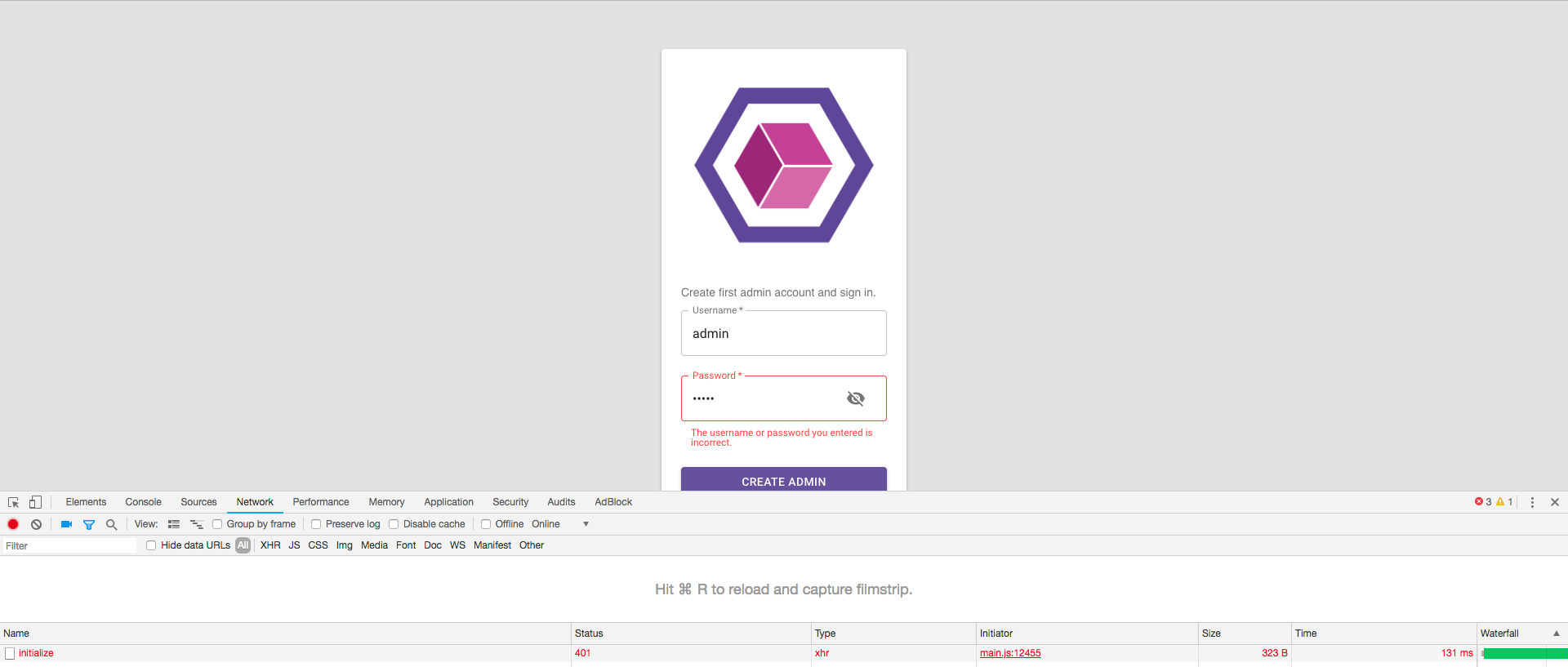 Can't initialize admin with manual installation · Issue #311 · swarmpit/swarmpit · GitHub