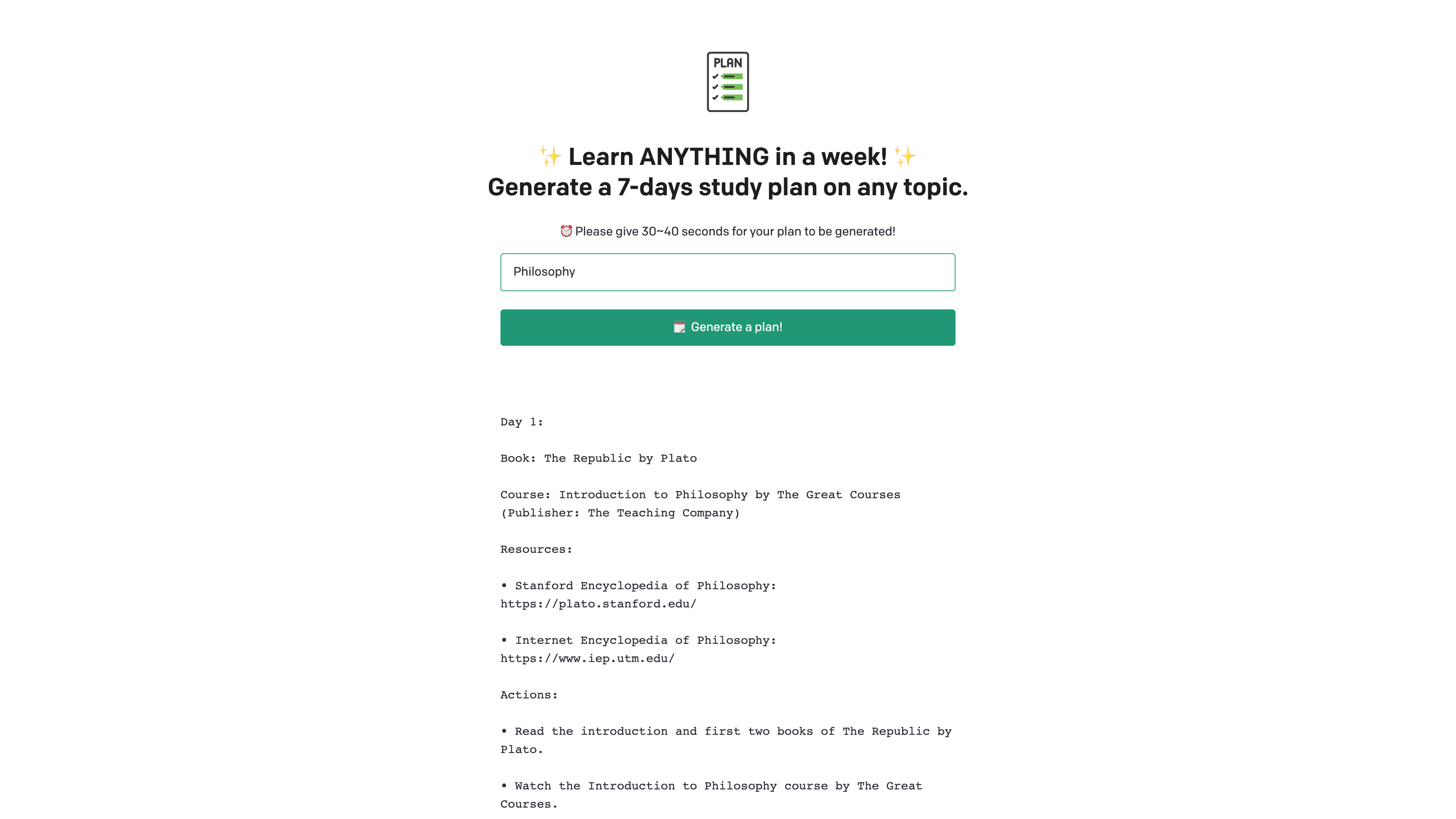 GitHub - ZyLen888/Study-Plan-Generator: Generating a study plan based ...