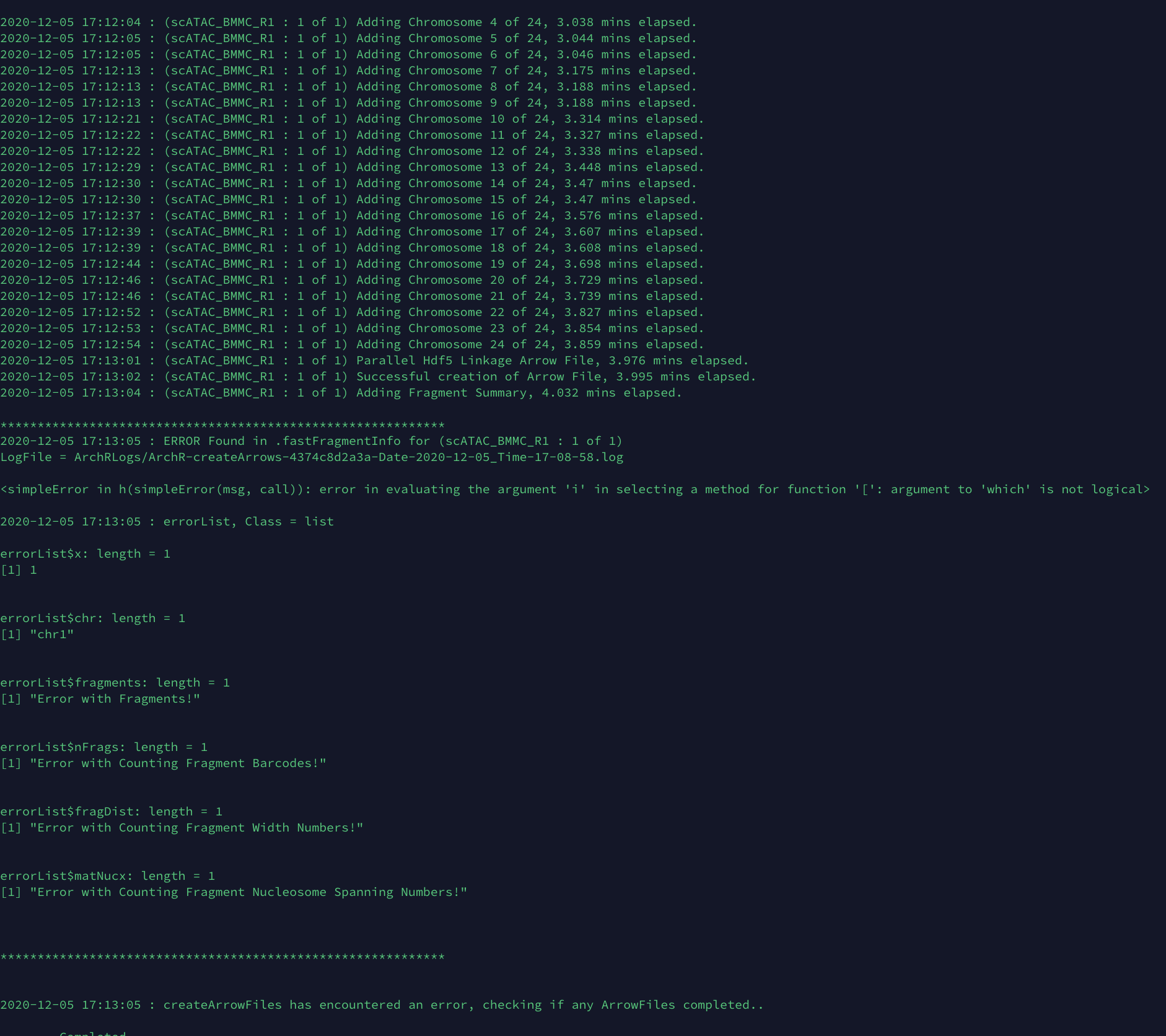 createArrowFiles() failed with tutorial data · Issue #452 · GreenleafLab/ArchR · GitHub