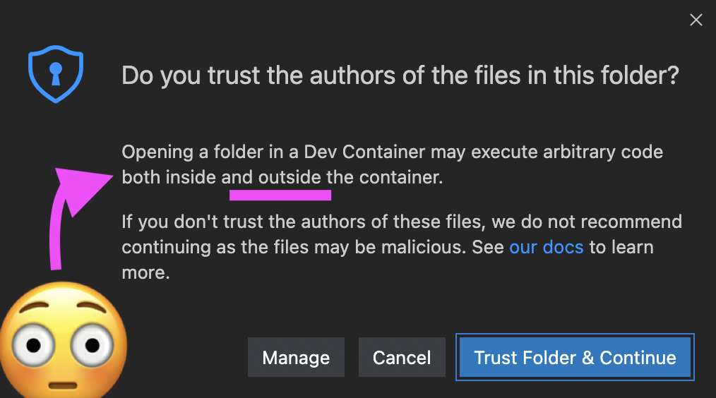 Opening A Folder In A Dev Container Should Not Execute Code Outside The Dev Container · Issue
