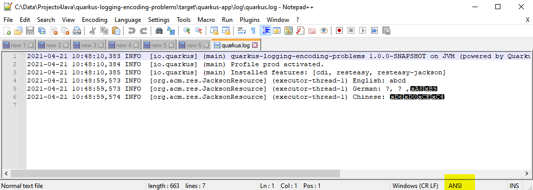 encoding problems in log file · Issue #16668 · quarkusio/quarkus · GitHub
