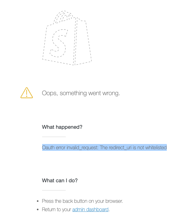 Oauth error invalid_request: The redirect_uri is not whitelisted ... Oauth error invalid_request: The redirect_uri is not whitelisted ...