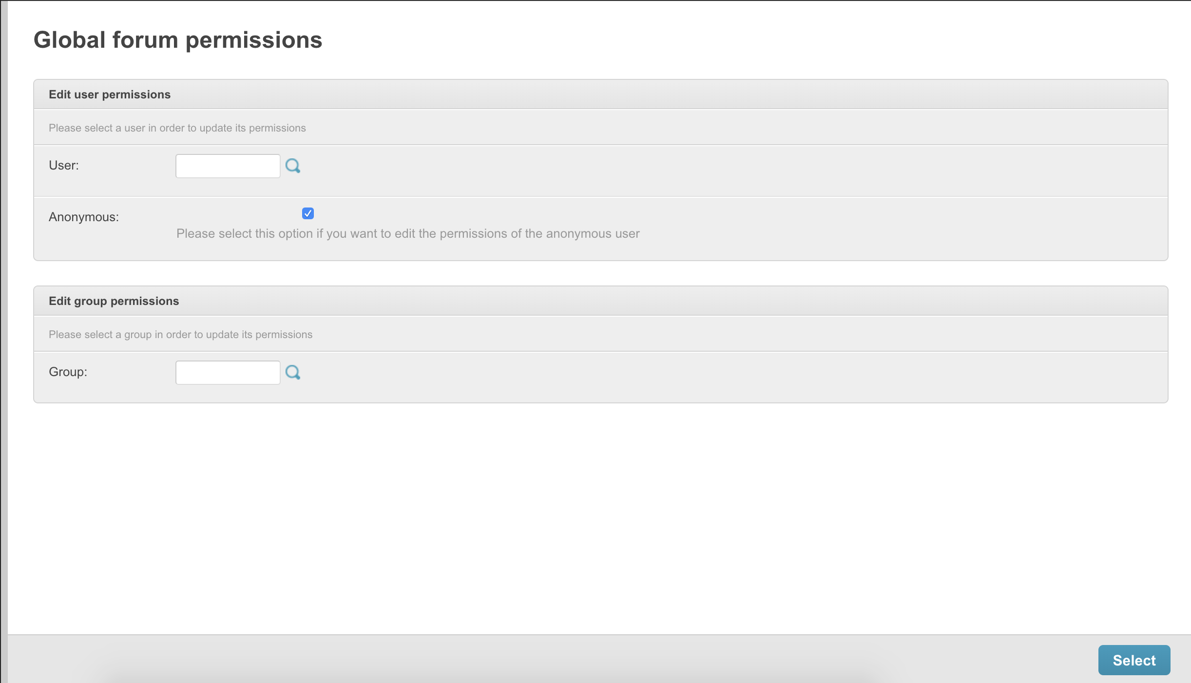 Forum permission admin interface doesn't let you edit user/anon user ...
