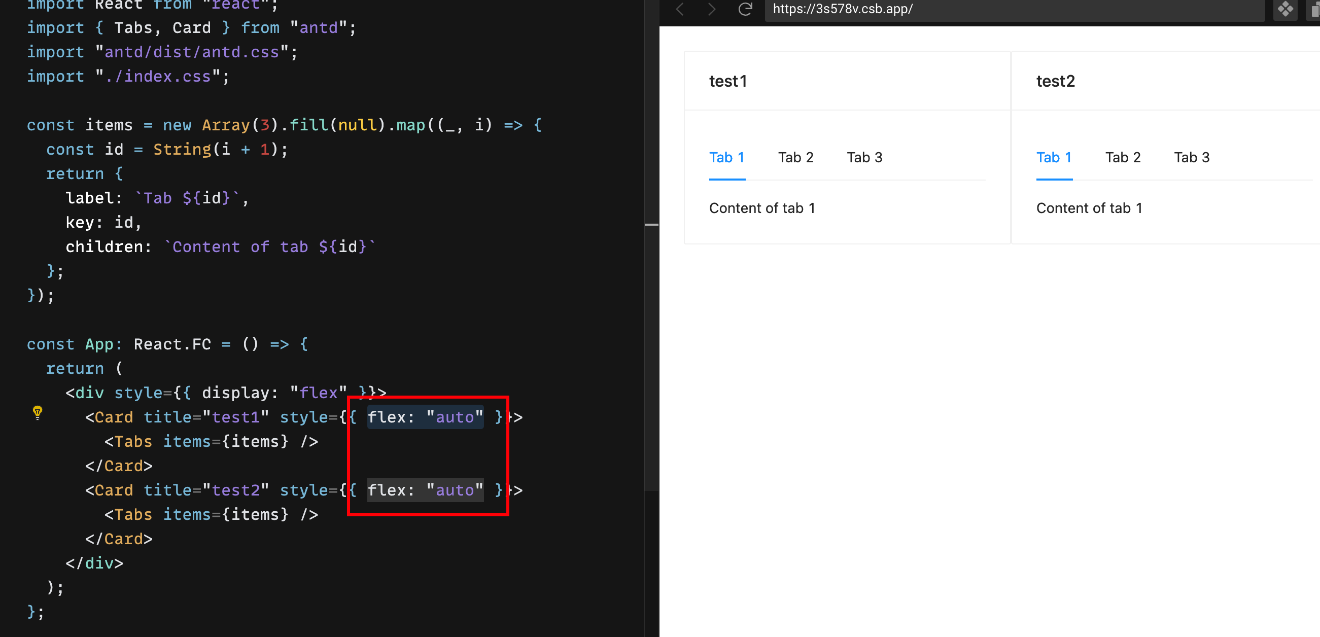 flex 的元素中使用 Tabs 会无限抖动 · Issue #44533 · ant-design/ant-design · GitHub