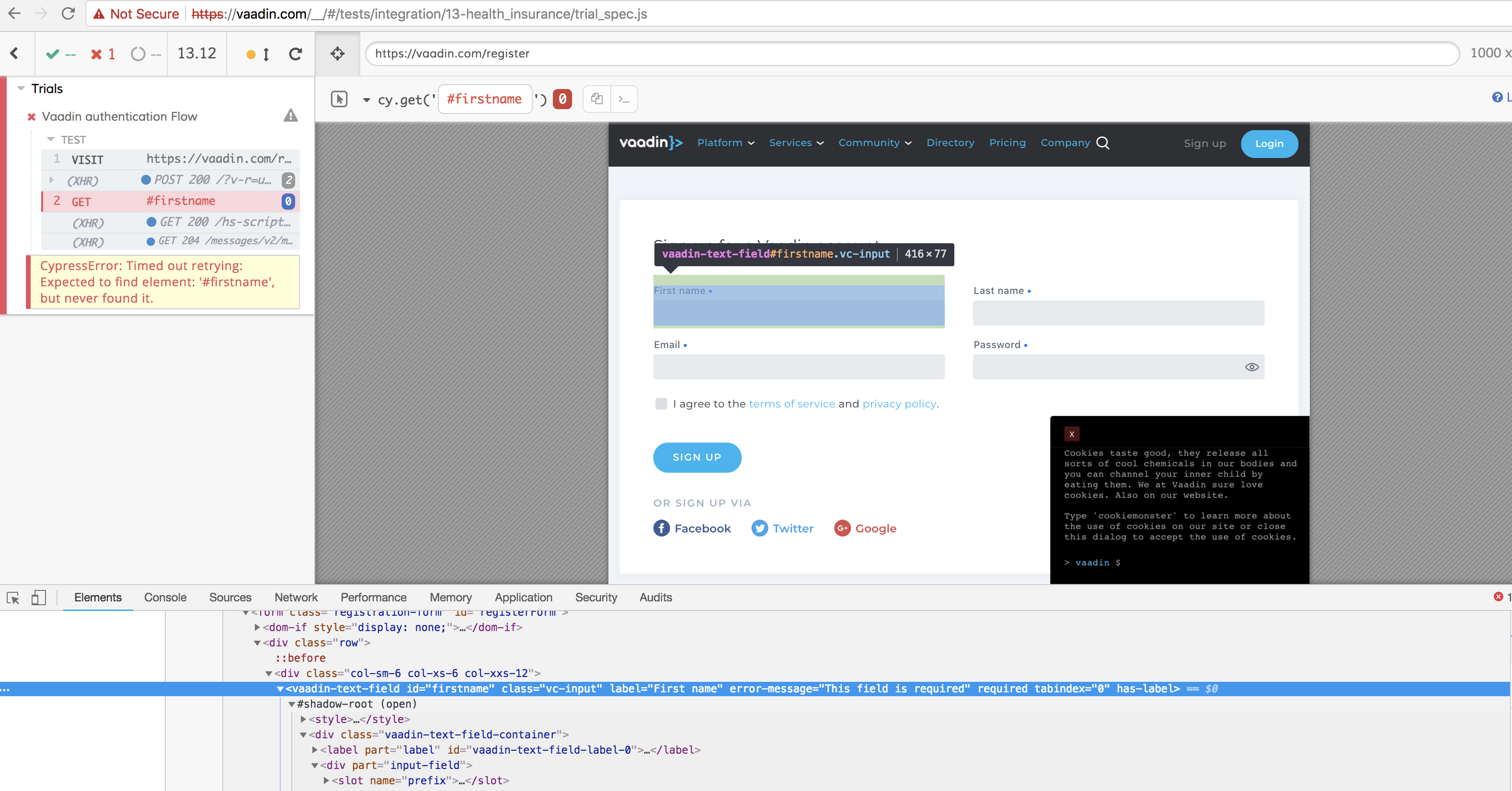 Cypress cannot reach Vaadin components · Issue #2463 · cypress-io/cypress · GitHub
