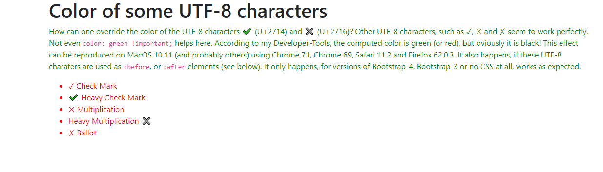 Setting color of some UTF-8 characters doesn't work · Issue #27405 · twbs/bootstrap · GitHub