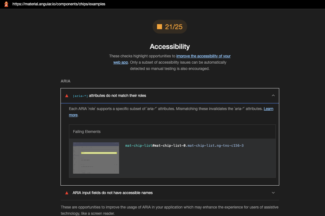 Bugmat Chip List Accessibility Issue Aria Attributes Do Not Match Their Roles · Issue