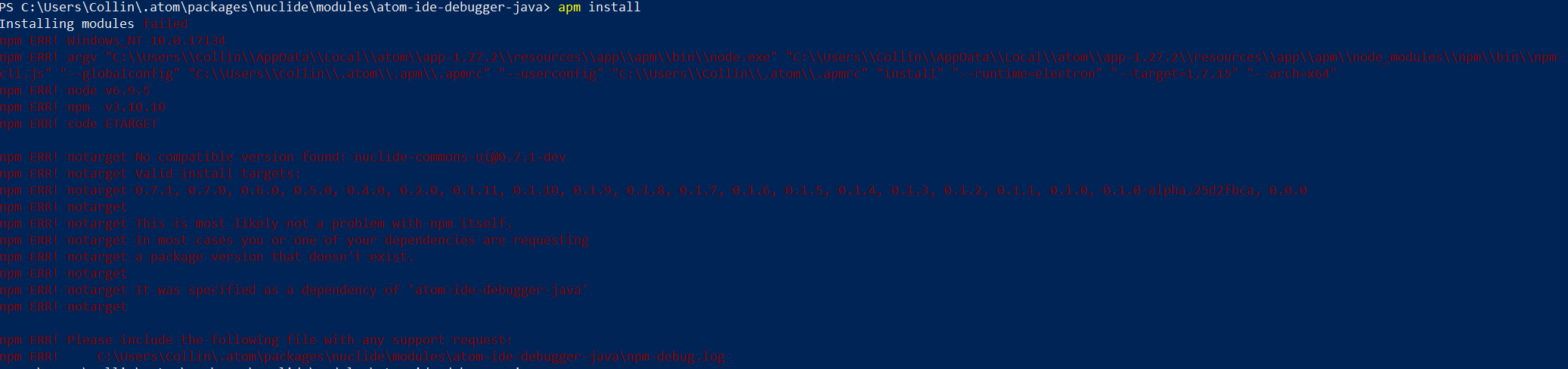Atom Ide Debugger Java Not Installing On Windows · Issue 1551 · Facebookarchivenuclide · Github