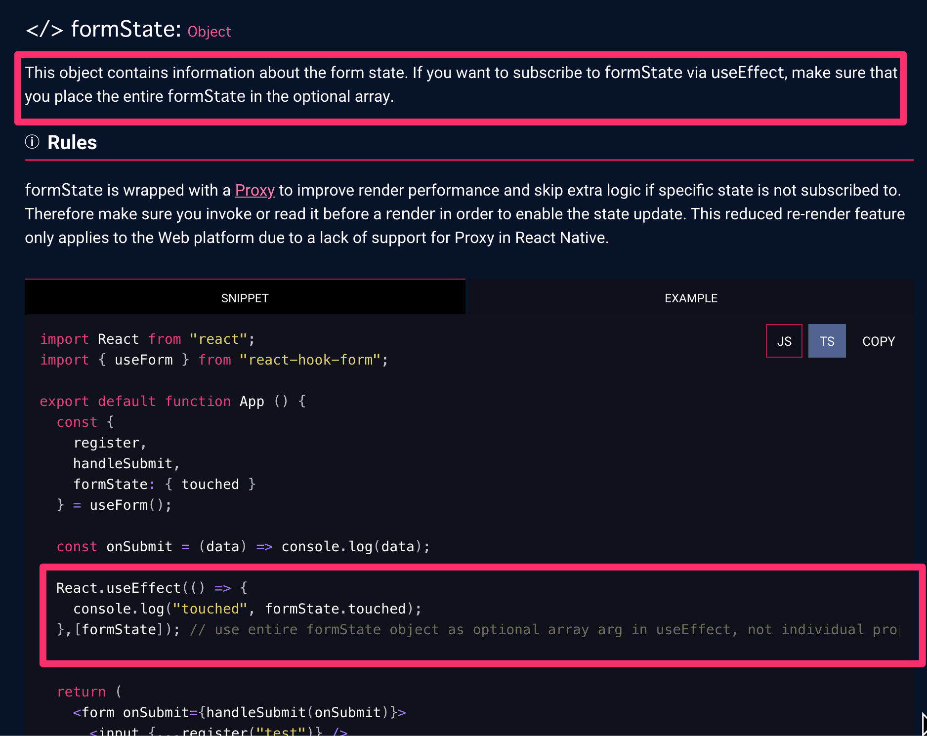 How to subscribe to formState with useEffect? · react-hook-form · Discussion #4869 · GitHub