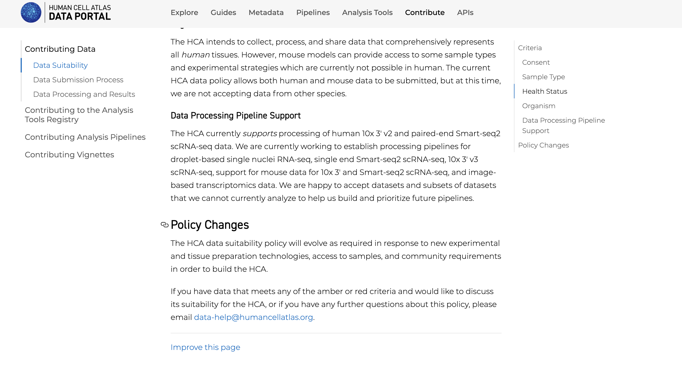 Update contact details in the Contribute section of the Data Portal. · Issue #552 ...