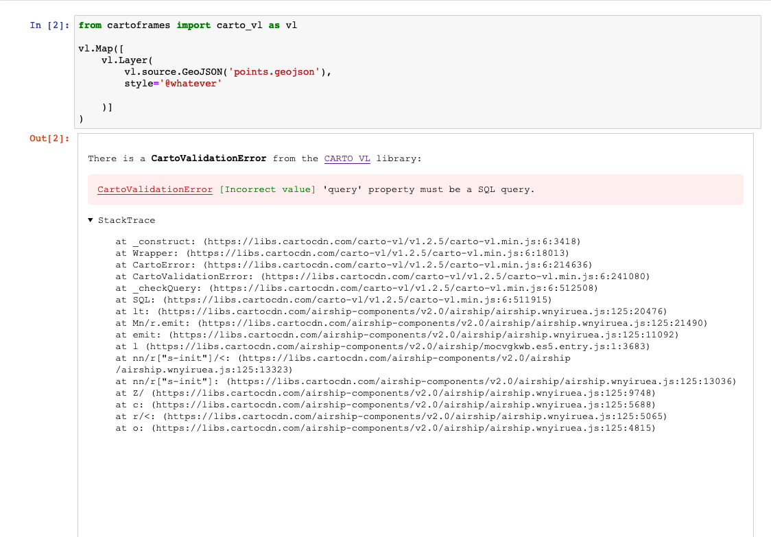 Review error message style · Issue #633 · CartoDB/cartoframes · GitHub