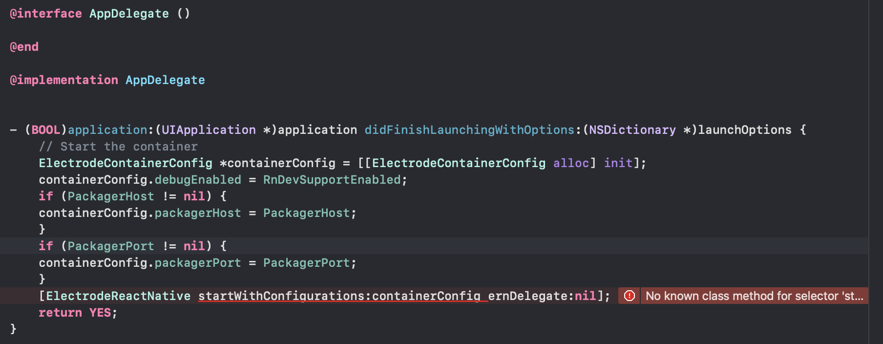 Getting startWithConfigurations:ernDelegate error while building the ios app · Issue #1773 ...
