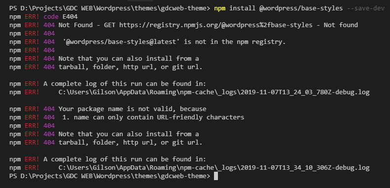 '@wordpress/base-styles@latest' is not in the npm registry · Issue ...