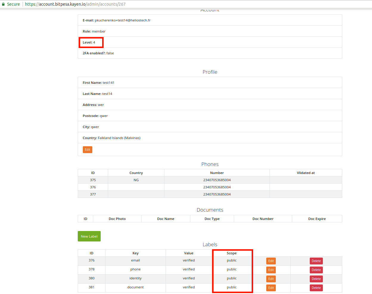 Changing already created labels scope from private to public is not changing the level of users ...