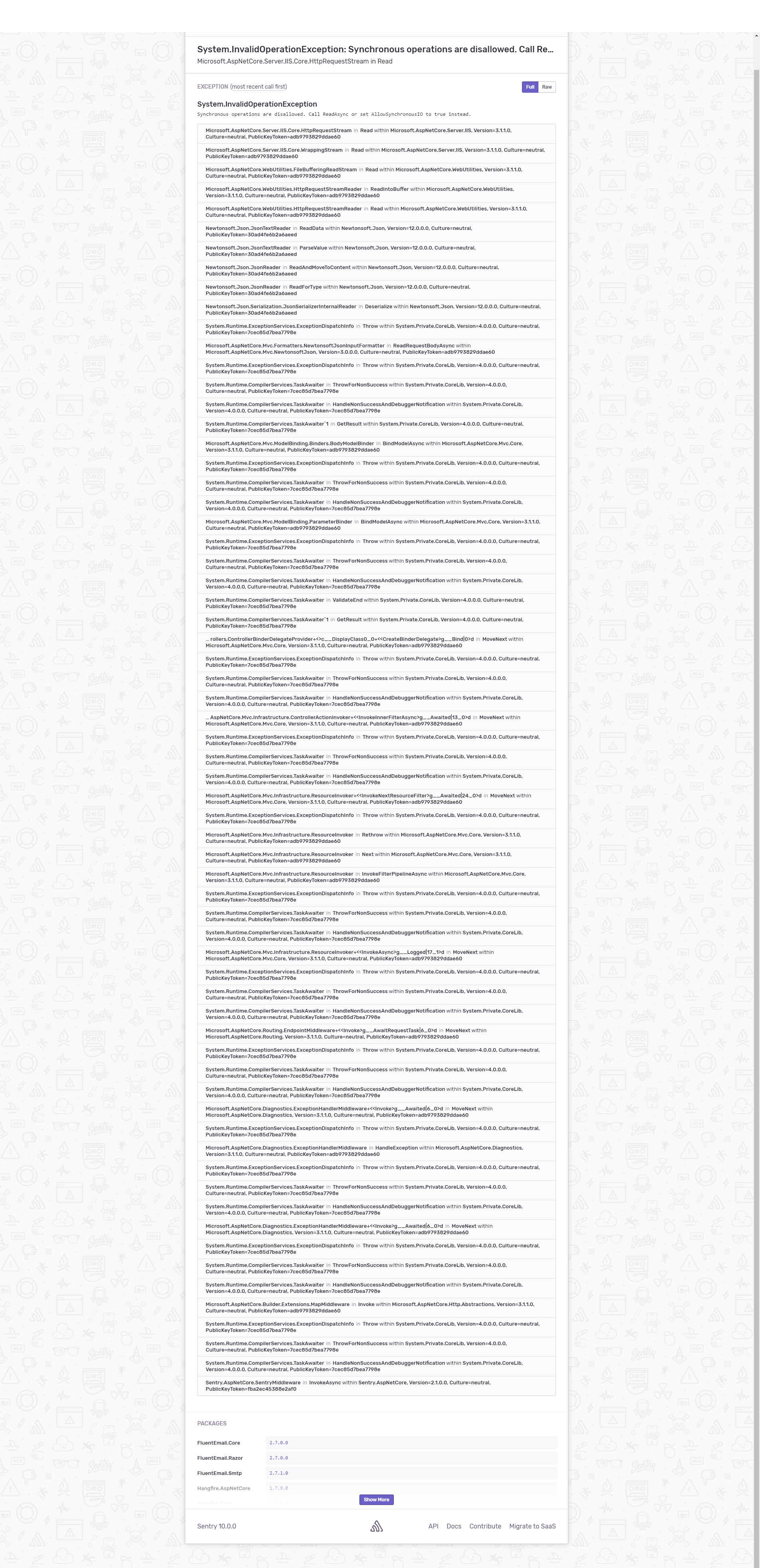 Failed to Extract Body: Synchronous operations are disallowed. · Issue #368 · getsentry/sentry ...