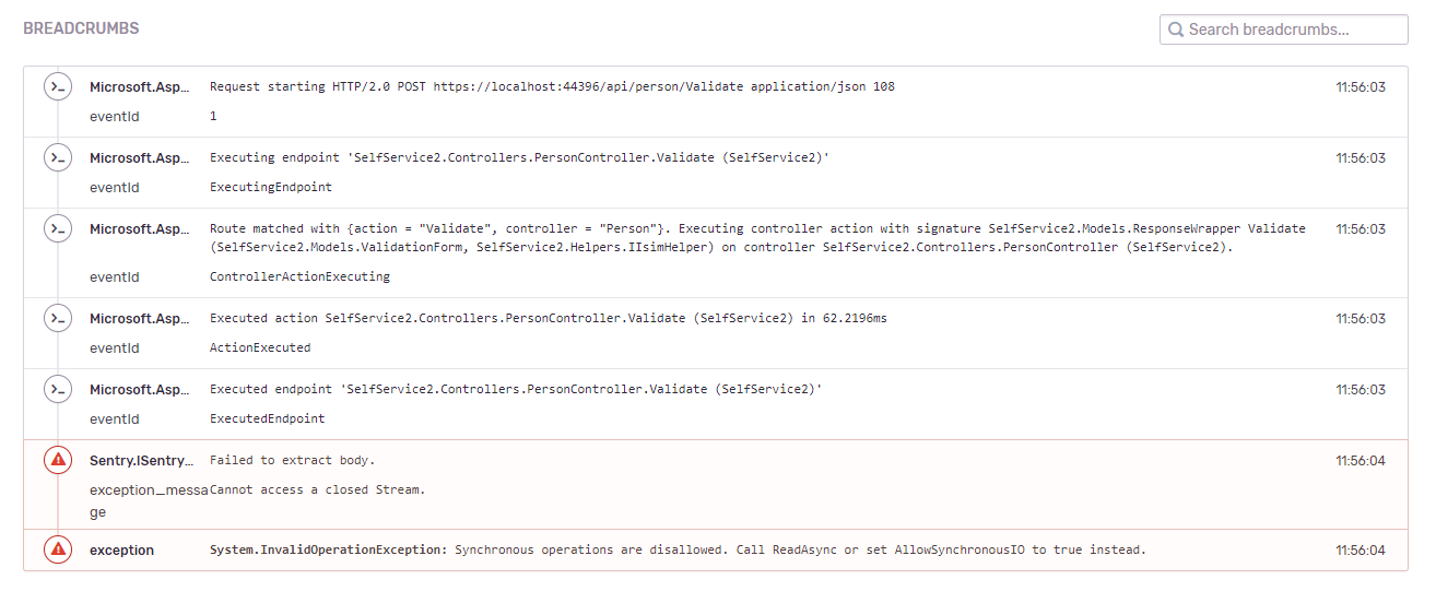 Failed to Extract Body: Synchronous operations are disallowed. · Issue #368 · getsentry/sentry ...
