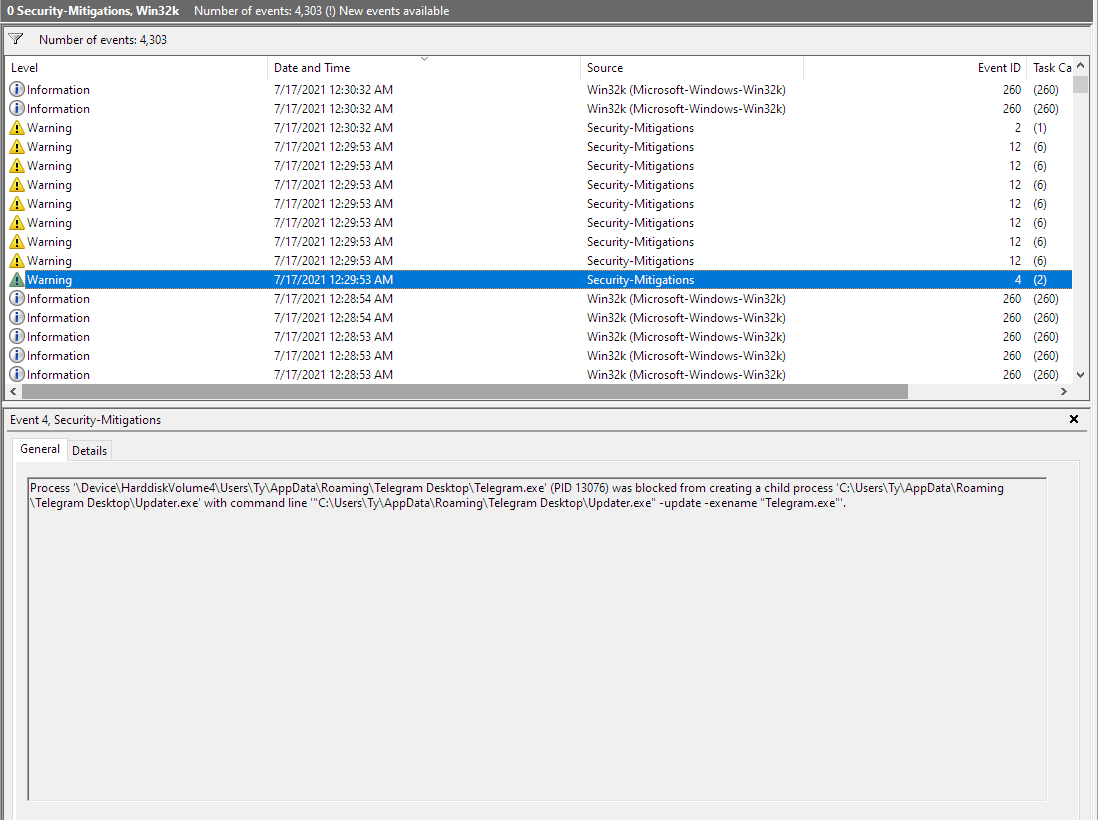 In program updates incompatible with "Child process" mitigations ...