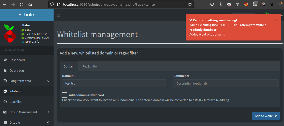 Web Gui Read Only Database Errors When Data Dir On Nfs Storage · Issue 1107 · Pi Hole Docker