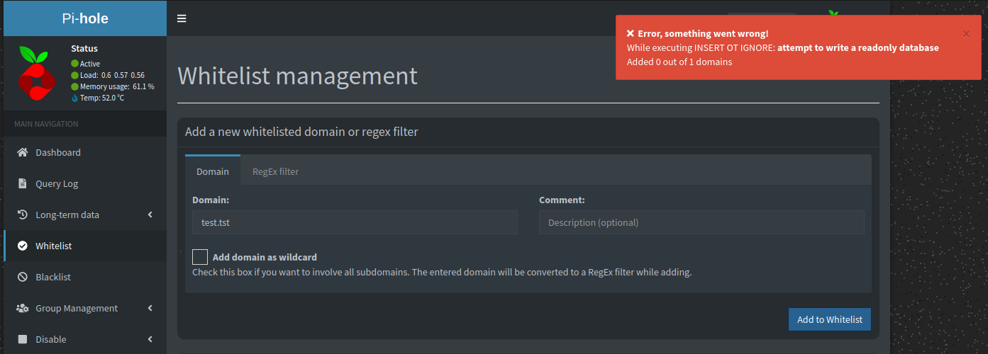 Web GUI: "Read only Database" errors when data dir on NFS Storage · Issue #1107 · pi-hole/docker ...