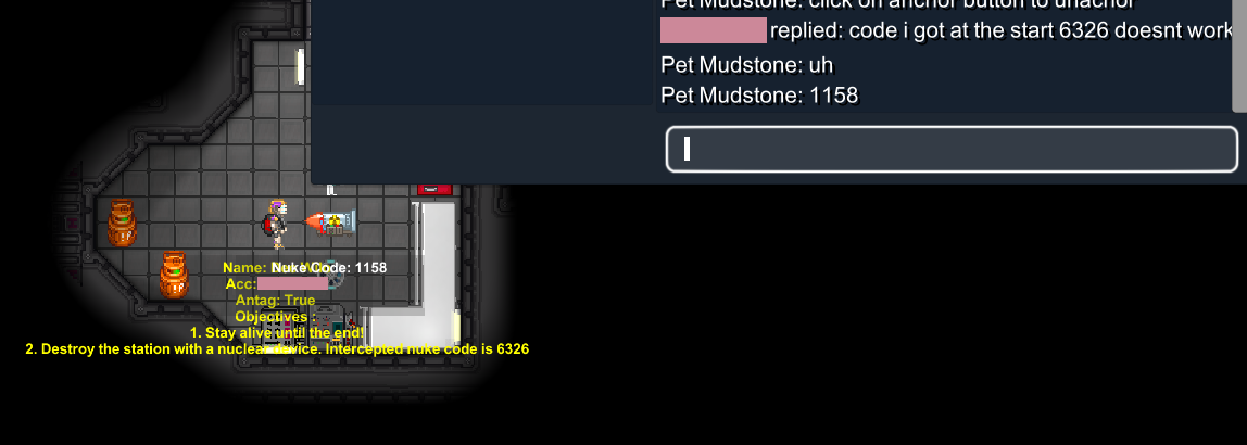 Nuclear operatives receive a code for the on-station nuke and not the ...
