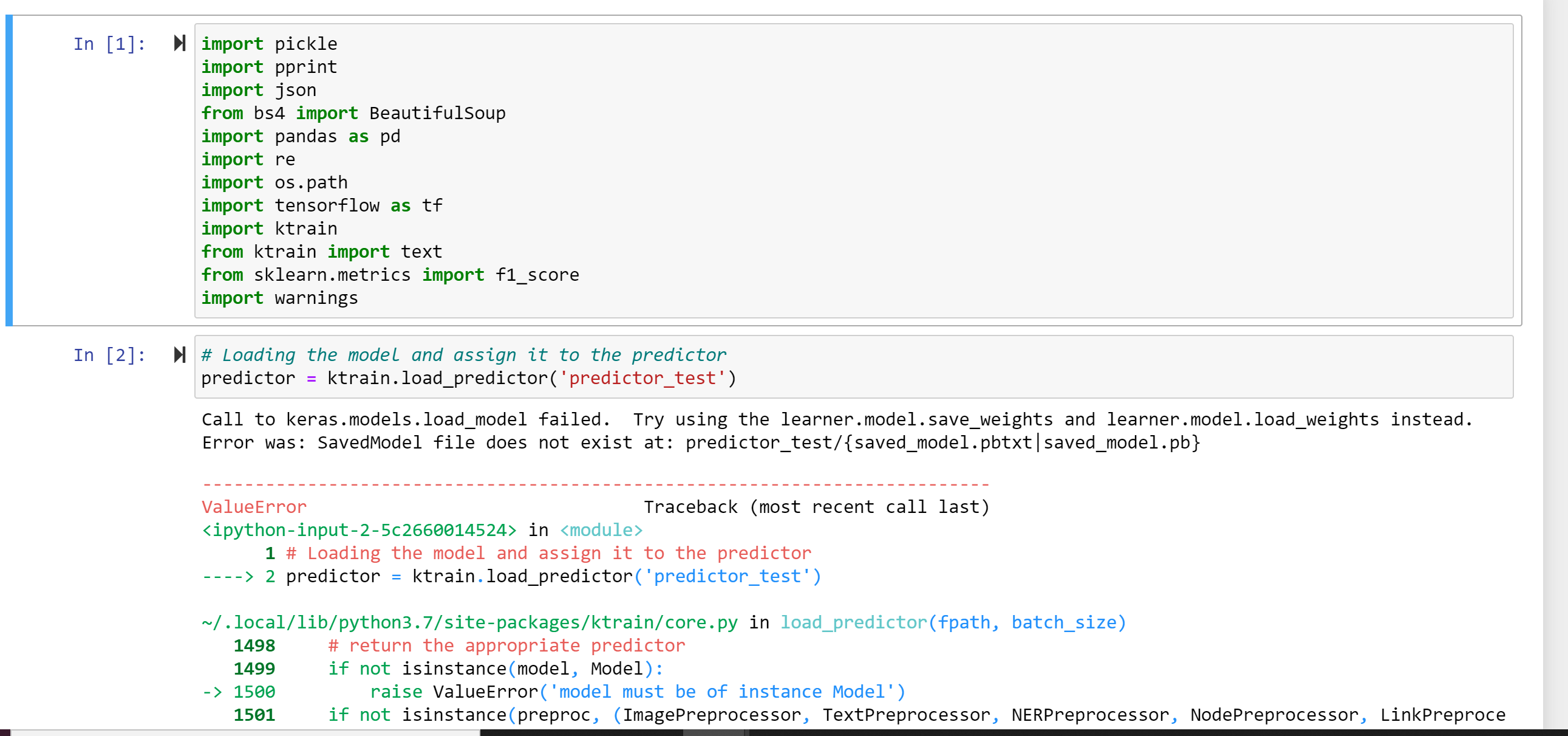 Load_predictor() error · Issue #264 · amaiya/ktrain · GitHub